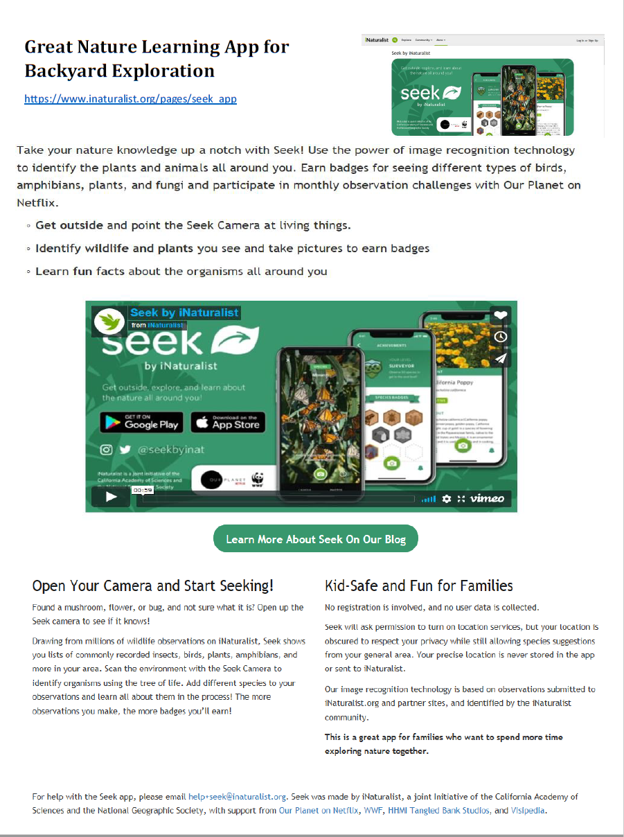 iNaturalist Seek | ECNCA - Eaton Canyon Nature Center Associates